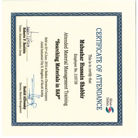 Certificate SAP Training | PDF