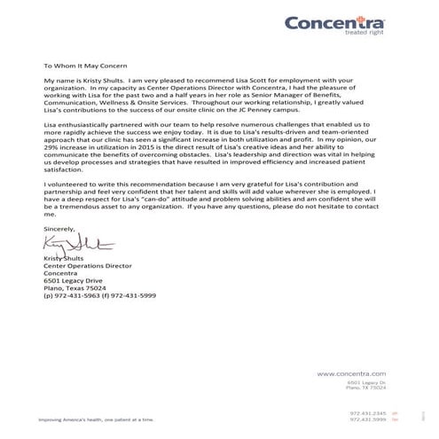 Concentra letter of recommendation | PDF