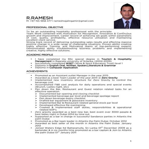 Ramesh CV | PDF | Hospitality Industry | Industries