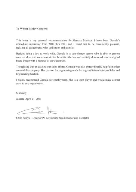 Reference Letter for Angela Keith from Bob Beausejour at Grandor Lumber ...