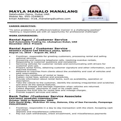 MAYLA CV | DOC | Credit Cards | Personal Debt