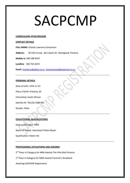 CURRICULUM VITAE OF JONATHAN CAROLISSEN SACPCMP latest | DOCX