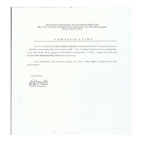 Certificate of Completion_FMAS | PDF