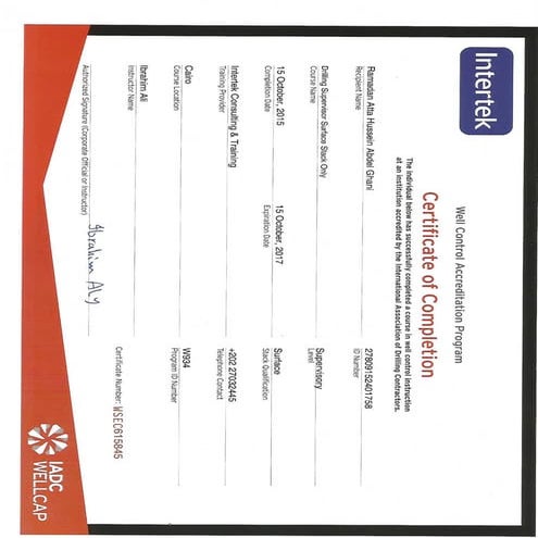 Well Cap Supervisor level Certificate | PDF