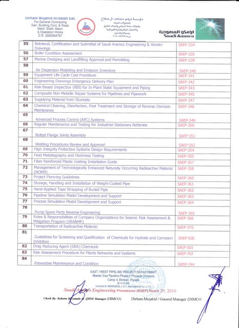 Saudi Aramco Inspection Checklist (SAIC) | PDF