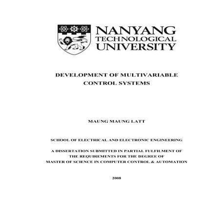 Development Of Multivariable Control Systems Rev 200 Pdf