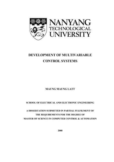 Development Of Multivariable Control Systems Rev 200 Pdf