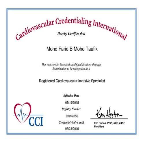 CCI Registered Cardiac Invasive Specialist Certificate | PDF