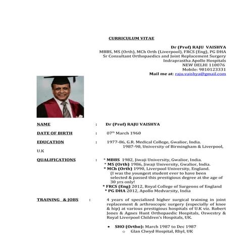 CV - Dr. Raju Vaishya | DOC