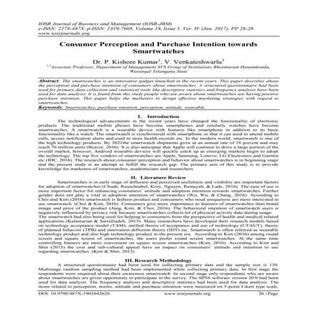 Consumer Perception and Purchase Intention towards Smartwatches | PDF