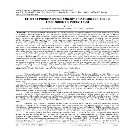 Effect of Public Services Quality on Satisfaction and Its Implication ...