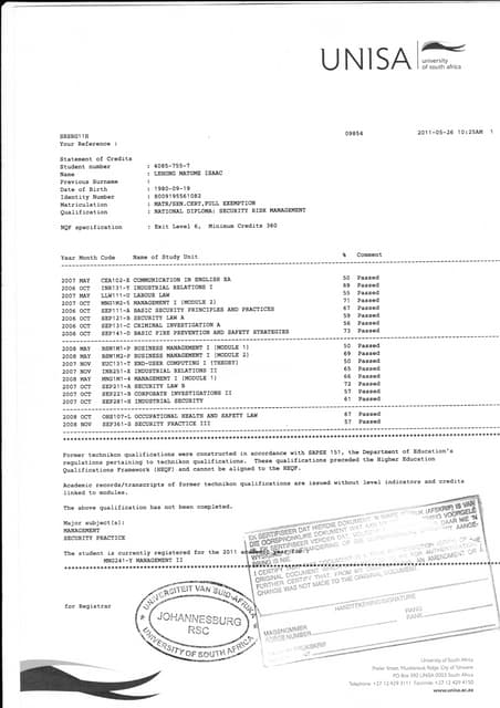 1 Brighton transcript of results | PDF