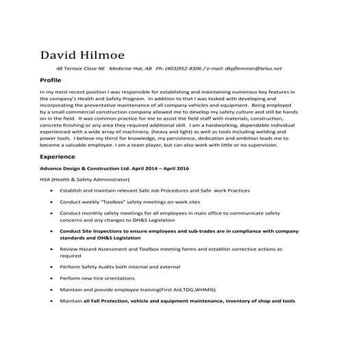Dave resume 2016 | PDF