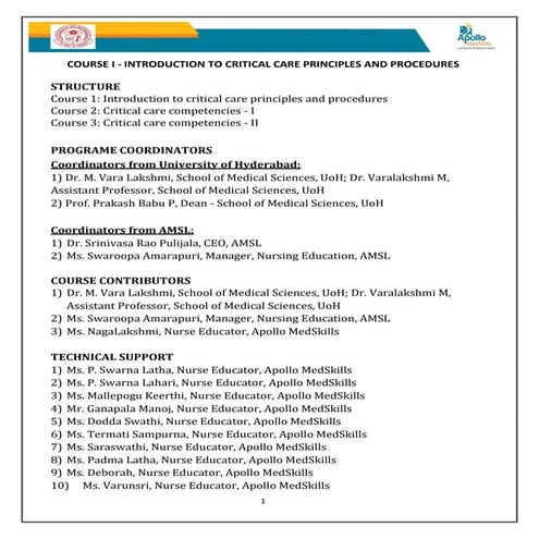 C1B1U1 Concepts of Critical care.pdf | First Aid | Injuries