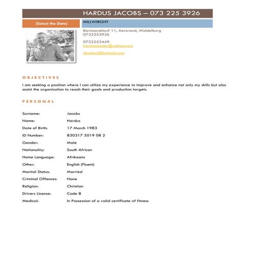 Hardus Jacobs CV | PDF