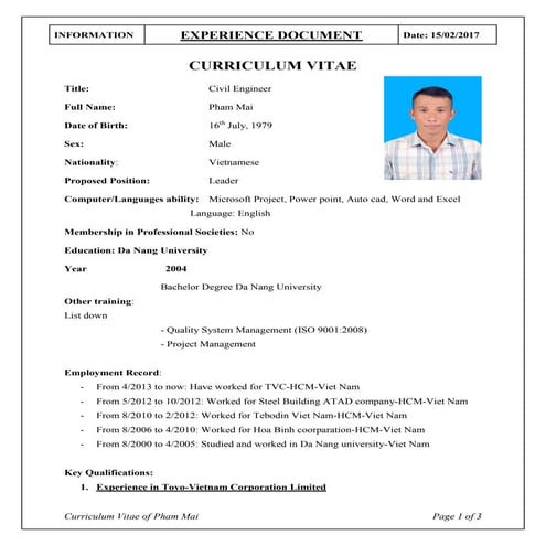 CV-Name of candidate - English | PDF
