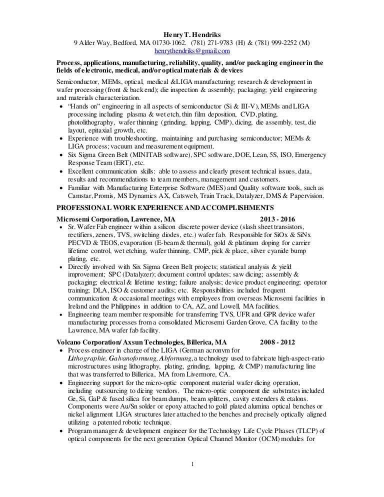 Henry Hendriks Resume I