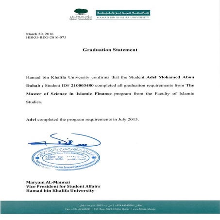 Graduation Statement and Transcript Master | PDF