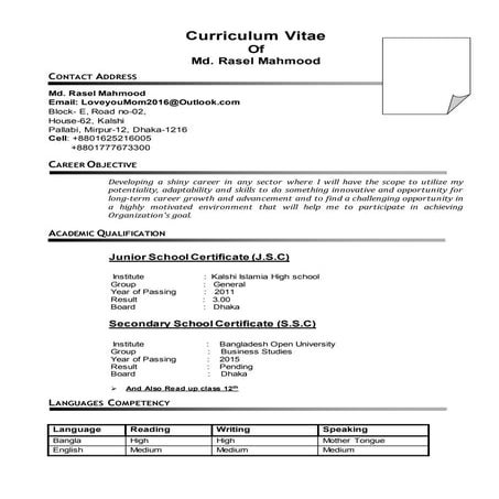 Rasel Mahmood Cv | DOCX