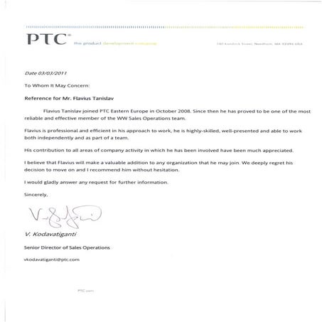 PTC reference letter | PDF