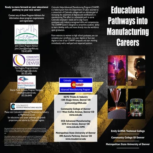 Educational Pathways into Manufacturing Careers - Brochure | PPT