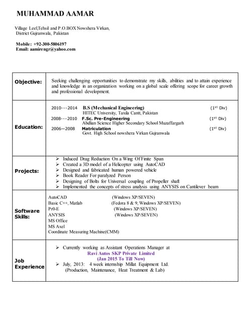 syeda saba CV- April - 2015 | PDF