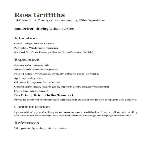 Ross Griffiths Resume | ODT