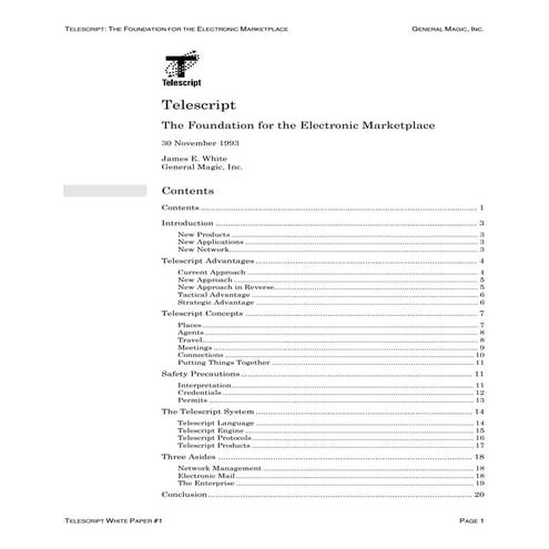 Telescript White Paper #1 | PDF | Web Development | Internet
