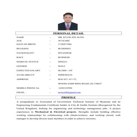 Kyaw Zin Aung Resume | DOC