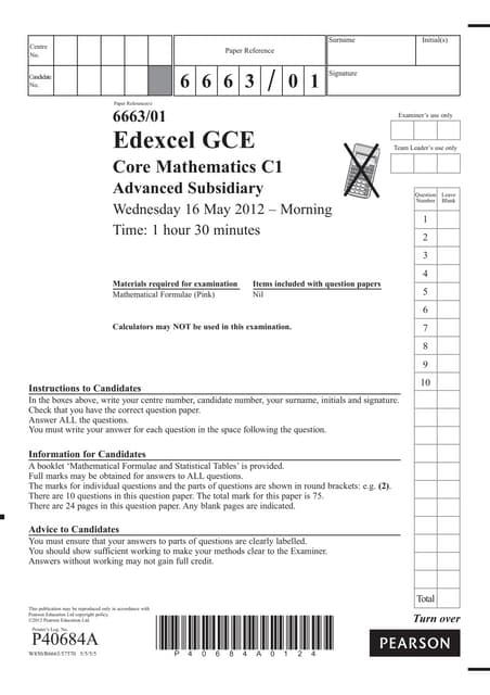 Cambridge checkpoint maths p1 specimen 2012 | PDF | Educational ...