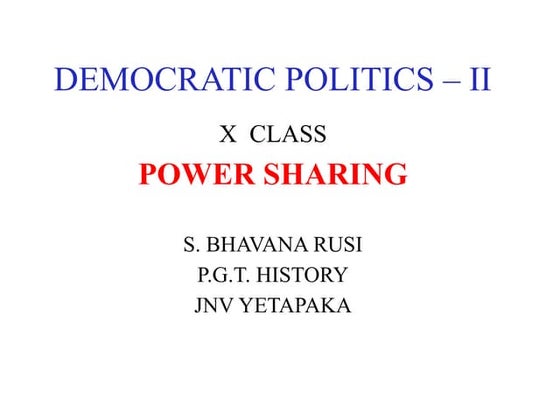 Class - X Power Sharing [Notes] | PDF