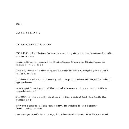 C2-1 CASE STUDY 2 CORE CREDIT UNION CORE.docx | Computer Networking ...