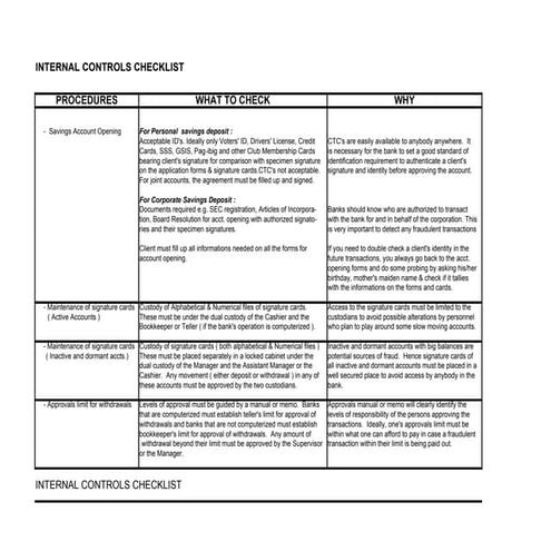 C2 Internal Controls Checklist | XLS