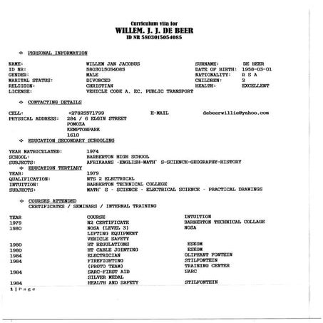 Willie cv | PDF
