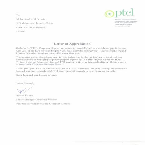 Appreciation letter | PDF