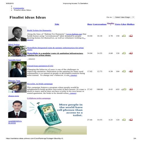 2015 finalists_Improving Access To Sanitation | PDF