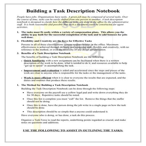 C 21 americana building a task description notebook | PDF