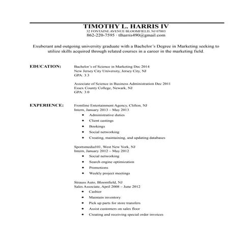 RESUME | DOC | Business | Business and Finance