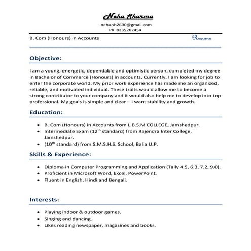 Neha sharma cv | PDF