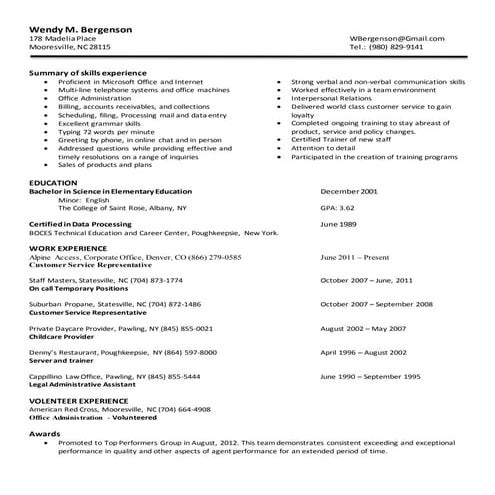 WBergenson - working resume | DOCX