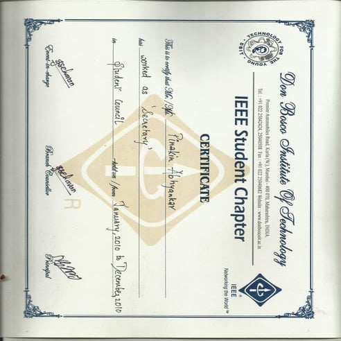 IEEE Secreary - DBIT | PDF