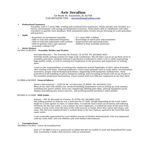 Aric resume | ODT | Business | Business and Finance