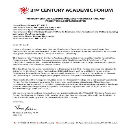 HRD-836 Acceptance Letter | PDF