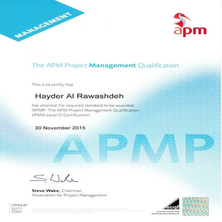 APM Project Management Qualification Certificates (2) | PDF