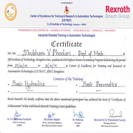 BOSCH CERTIFICATE | PDF