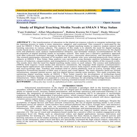Study of Digital Teaching Media Needs at SMAN 1 Way Sulan | PDF