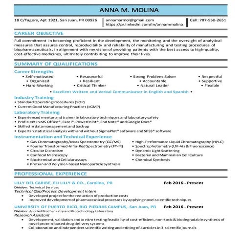 Resume Anna Molina 2016 | DOCX