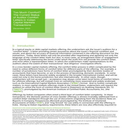 Too much comfort - The current status of auditor comfort letters in ...