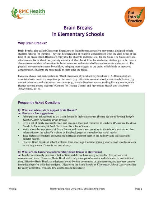 Brain Breaks | PPT | Brain and Nervous System Disorders | Diseases and ...