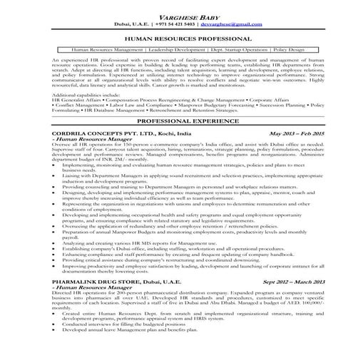 CV_Varghese_HR Mgr | PDF